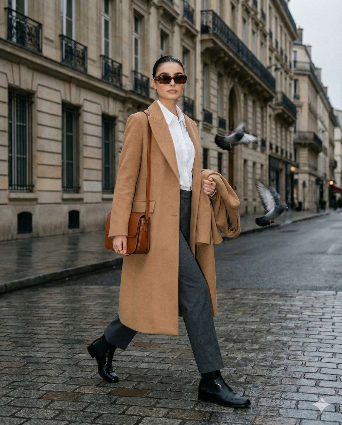 Woman Leaning on Reflective Surface with Flowers – AI Photo Editing Prompt