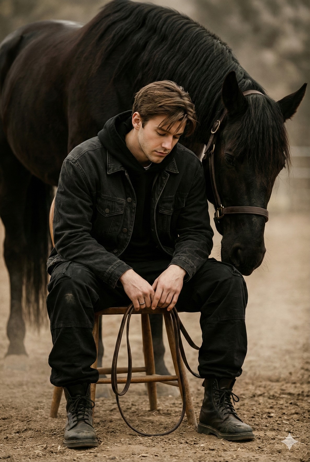 Man and Horse Bonding Moment AI Photo Editing Prompt